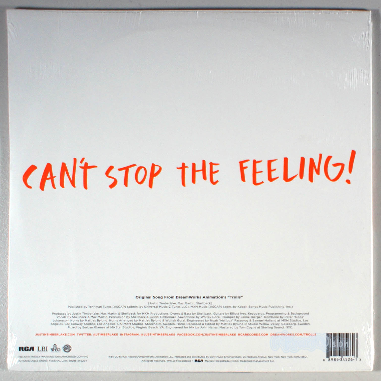 Can't stop the feeling de Justin Timberlake, Maxi x 1 chez recordvision ...